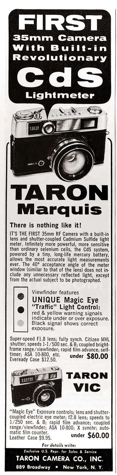 Vintage Photo Ads: Taron – Vintage Camera Digest